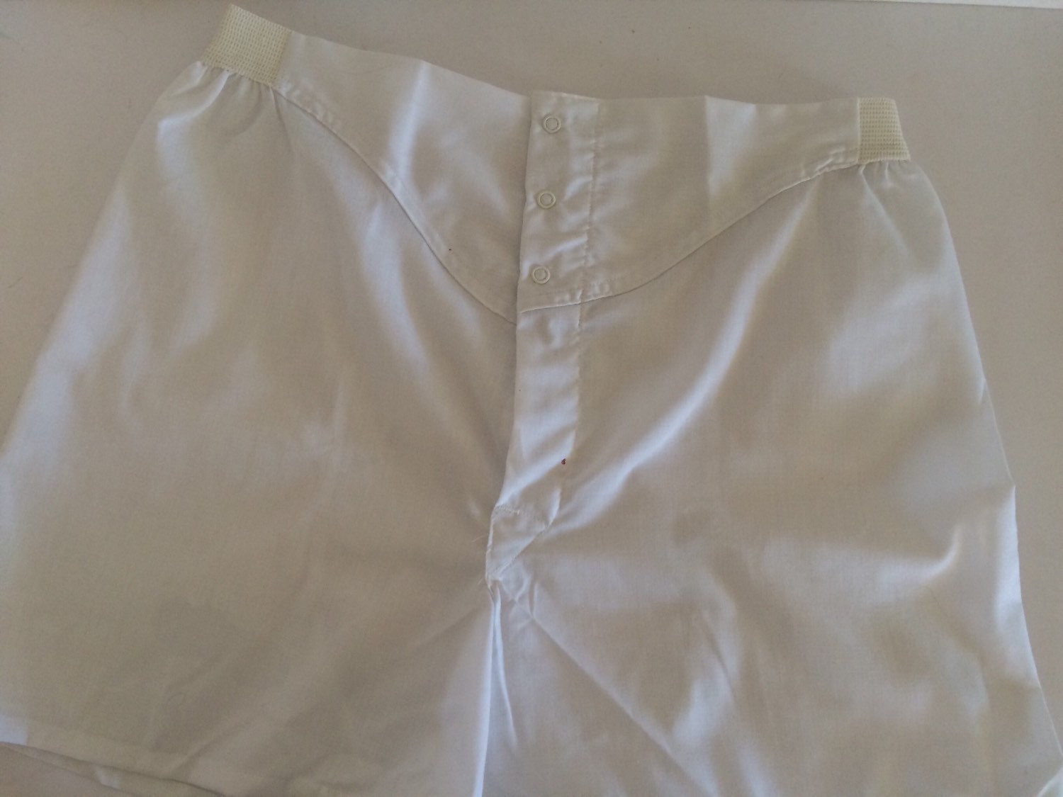 1960's Men's Boxer Shorts Snap Front Sears White