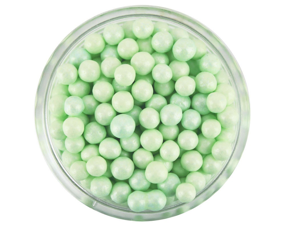 Pearly Mint Green Sugar Pearls edible shimmer pastel green