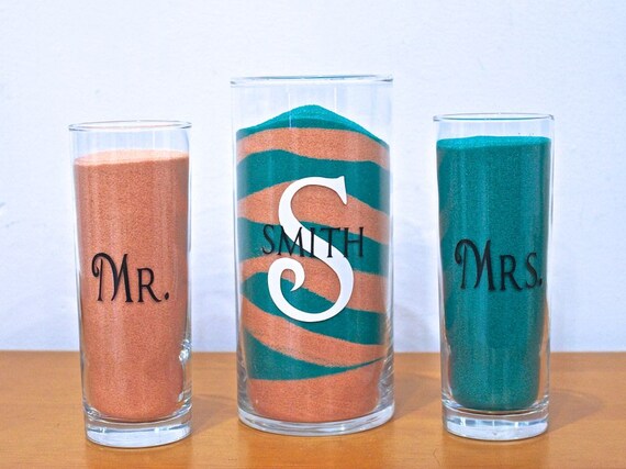 Unity Sand Ceremony Glass Containers Personalized with Last
