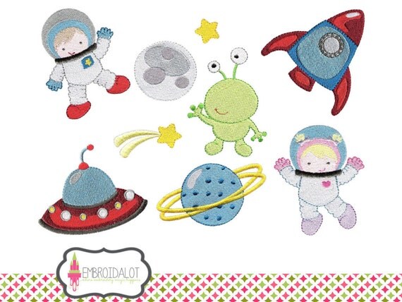 Items similar to Space machine embroidery design set. BLAST OFFFF ...