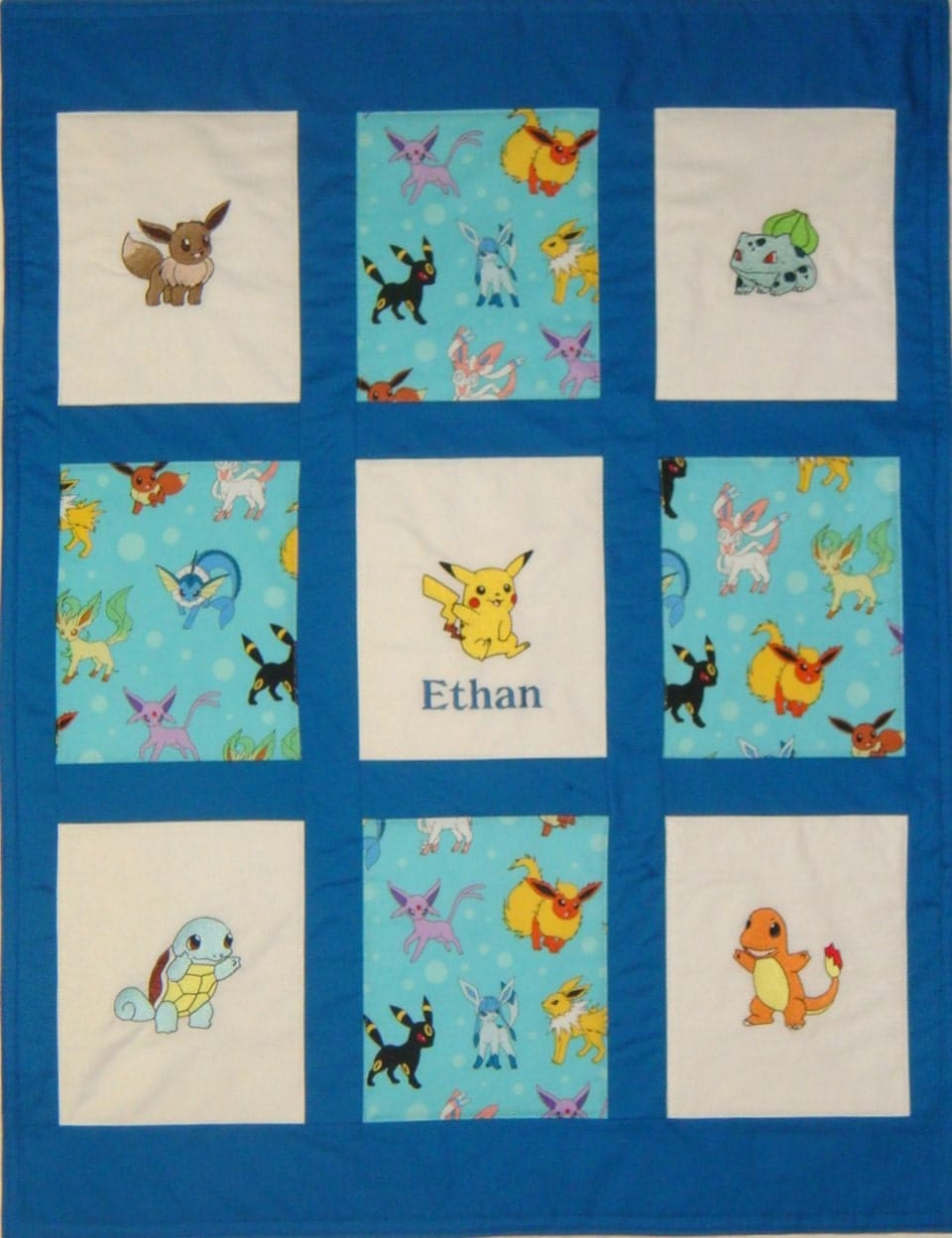 Custom Embroidered Pokemon Baby / Toddler Quilt choose the