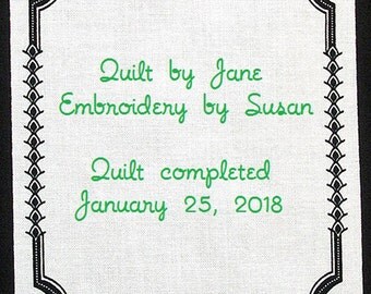 Hand Embroidered Custom Quilt Labels For Any by TheQuiltLabelLady