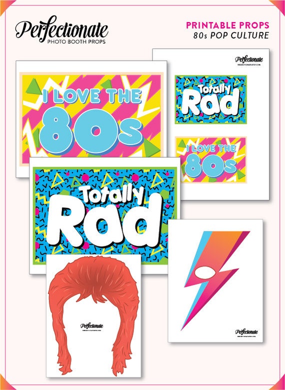 DIY 80s Photo Booth Props 30 Printable 80s Props Instant
