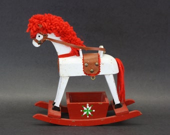 Red rocking horse | Etsy