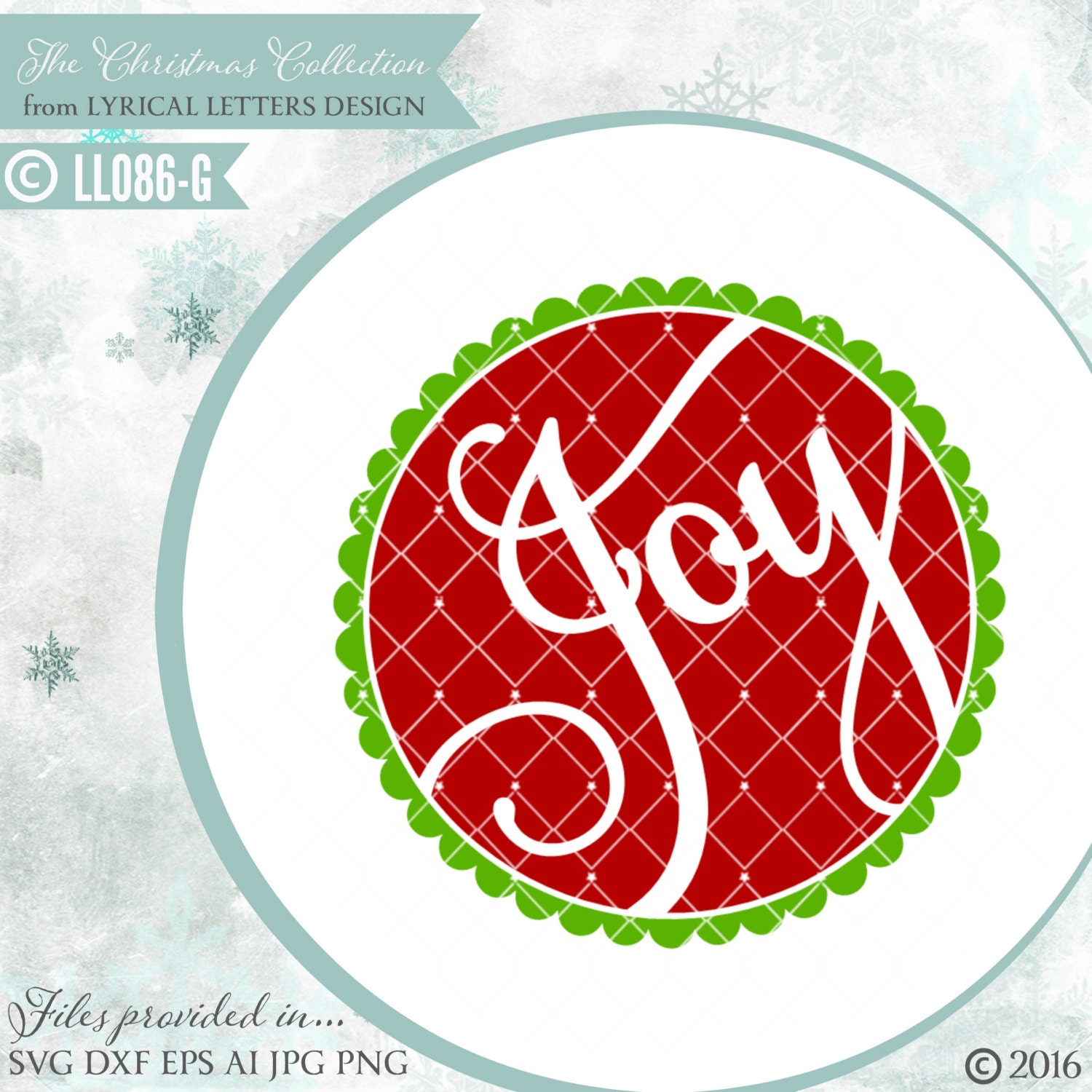 Joy Floating Ornament Insert LL086 G SVG Vector Cutting