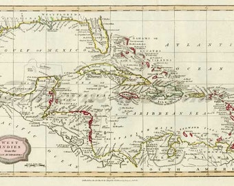 Map Of The Caribbean Sea From The 1700s 114 Map West Indies