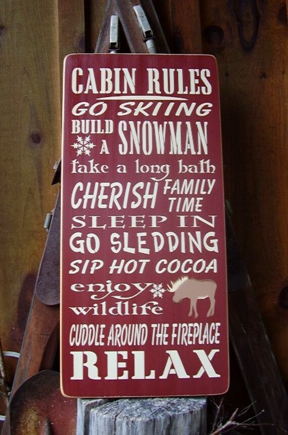 Wood Sign Cabin Rules Cabin Decor Custom Sign by RusticNorthern
