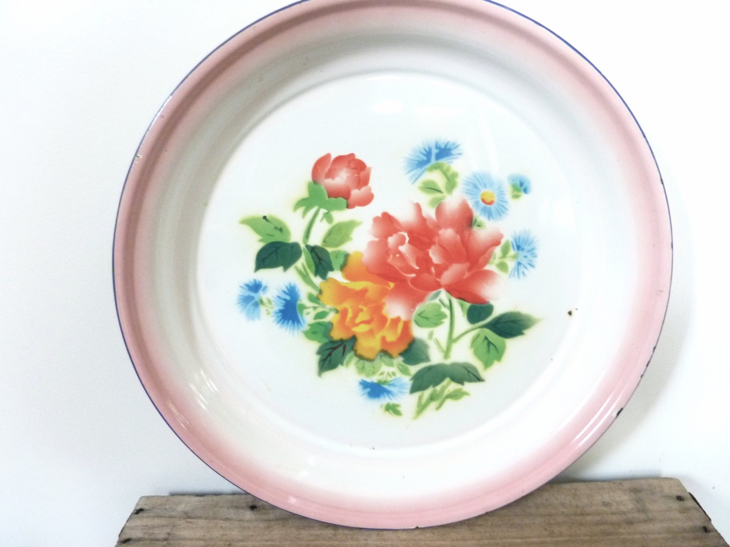 Huge Vintage 1960’s Large Enamel Serving Plate, Shabby Chippy Vintage ...