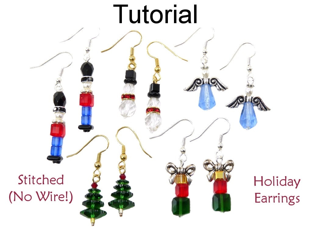 Beaded Christmas Holiday Earrings Beading Tutorial Easy