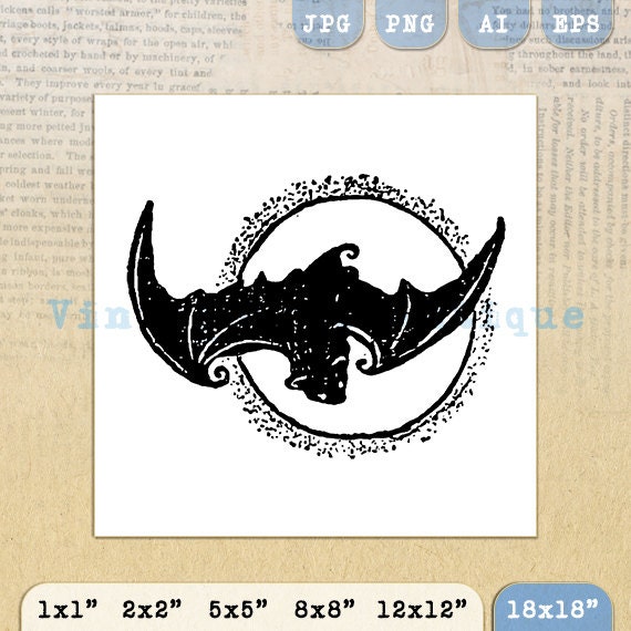 Items similar to Printable Bat Image Digital Illustration Download ...