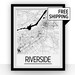 Riverside Map Poster usa Map Print Art Deco Series