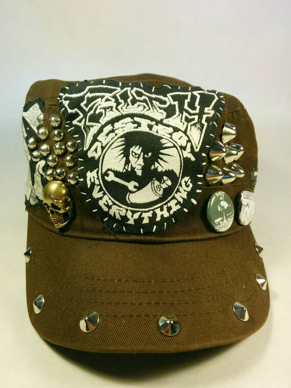 Crust Punk Hat cadet punk hat custom punk rock studded punk