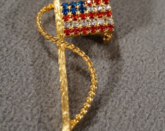 Rhinestone flag pin | Etsy