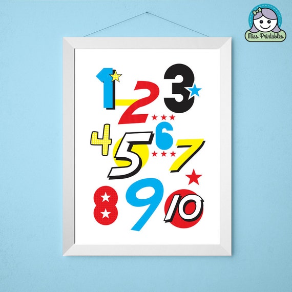 Numbers SUPERHERO INSPIRED printable. 1-10 numbers in a comic