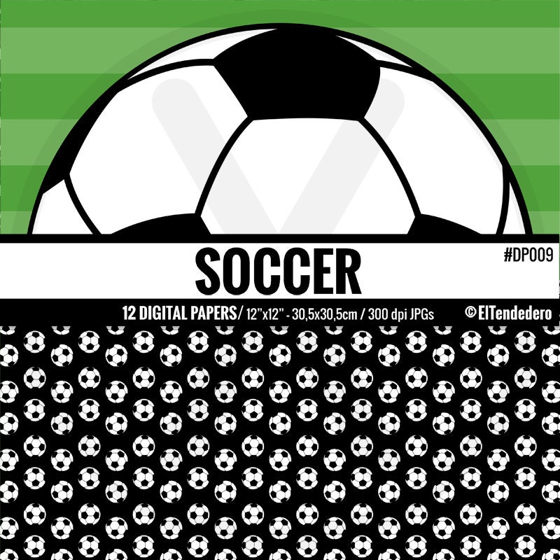 Soccer digital paper pack with soccer balls by eltendedero on Etsy