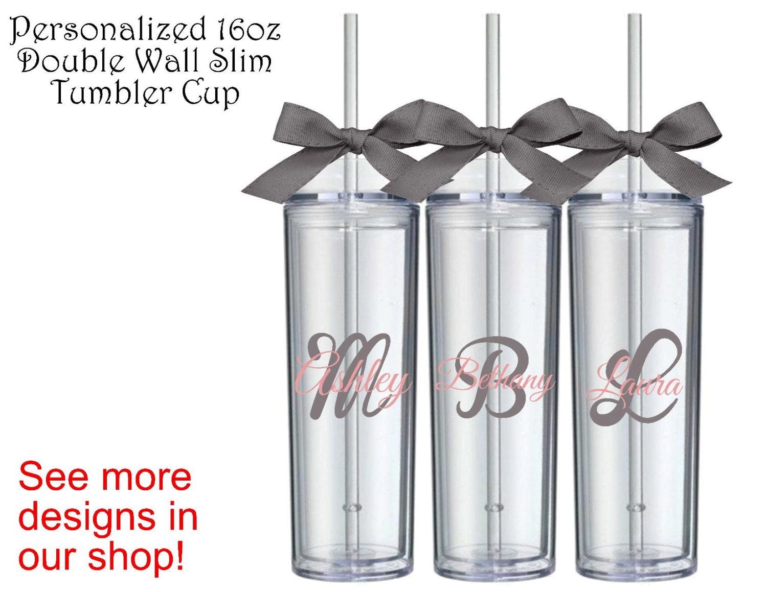 1 Personalized Monogram Slim Tumbler Cup Monogram Gifts