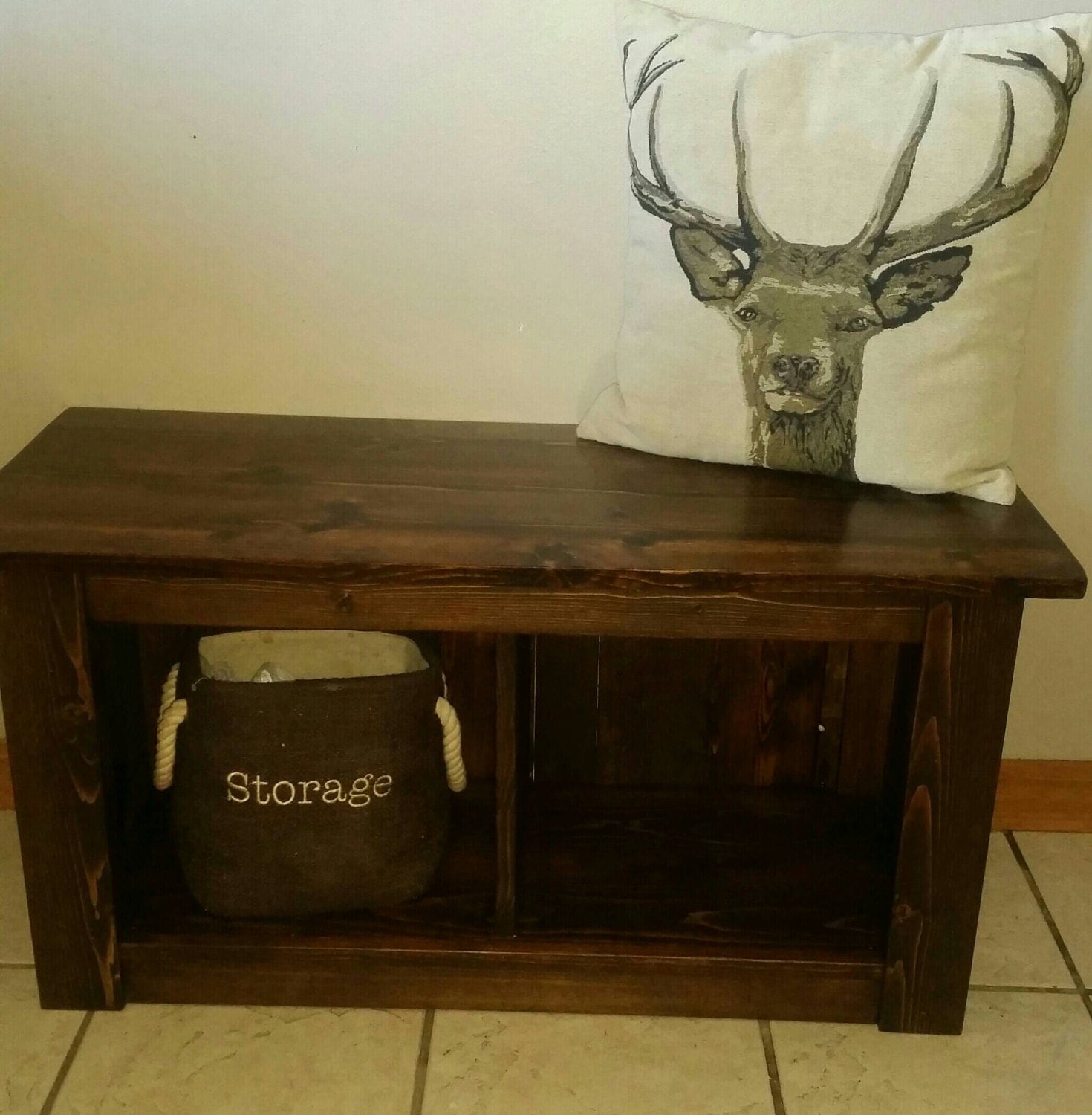 Entryway bench with cubby holes Entryway bench with storage