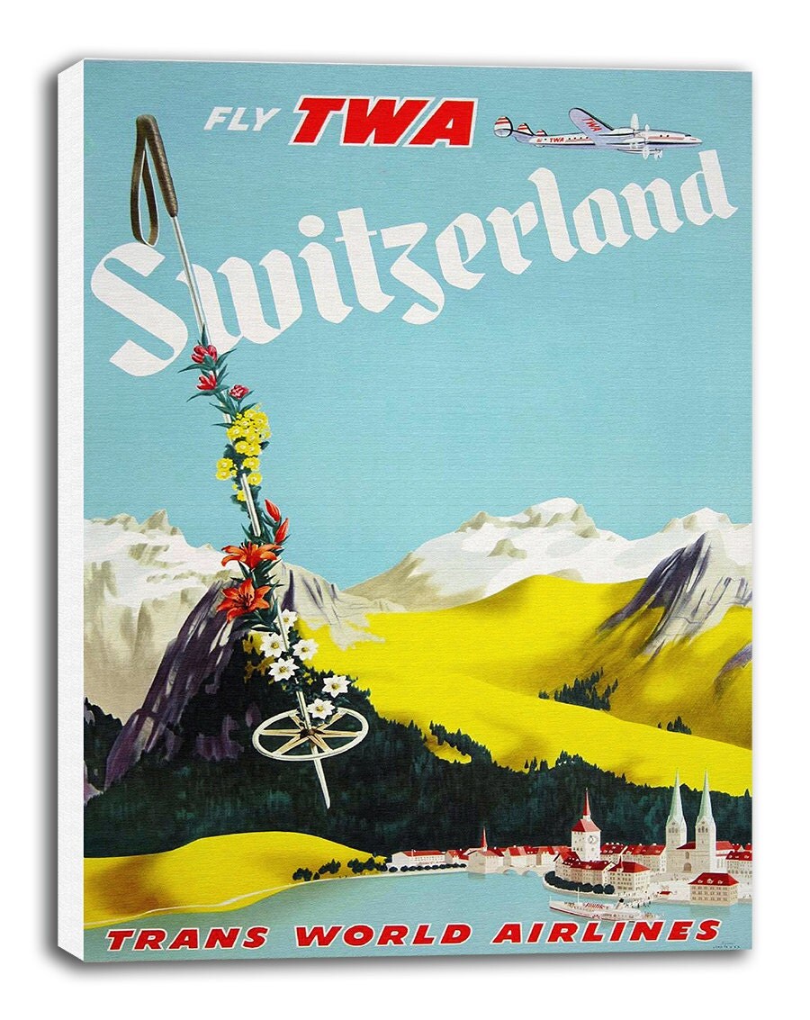 Switzerland Print Travel Poster Swiss Art Gift Hanging Wall