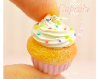 Pastel Cupcake Charm Miniature Food Jewelry by Sclaycreations
