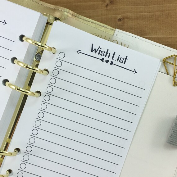 Personal Wish List Printed Planner Insert Checklist Lined personal-wish-list-printed-planner-insert-checklist-lined