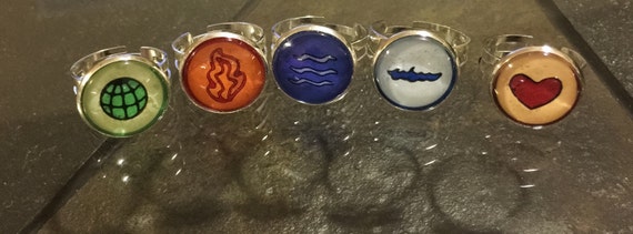 Captain Planet Planeteer Rings by CrashGifts on Etsy