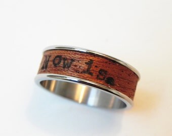 Typewriter Ring One : Real Wood promise ring