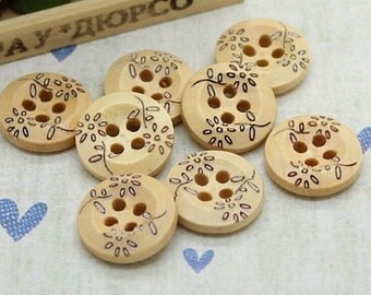 Engraved wood button | Etsy