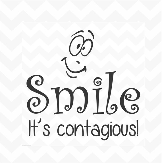 Smile it's contagious vinyl wall art sticker words happy