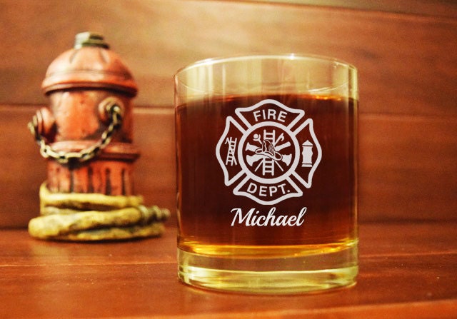 Fireman Rocks Glass Firefighter Whiskey by TimelessTreasuresUSA