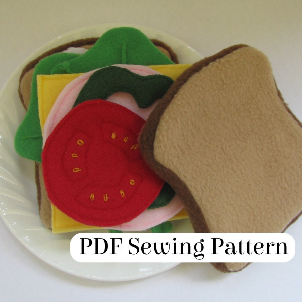 Sandwich Pattern PDF Sewing Pattern Fleece Food Sandwich