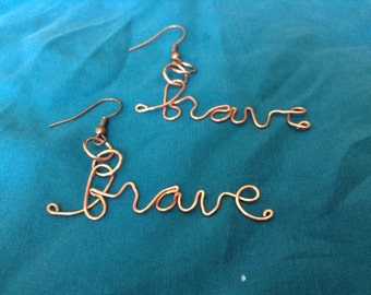 Wire word earrings | Etsy