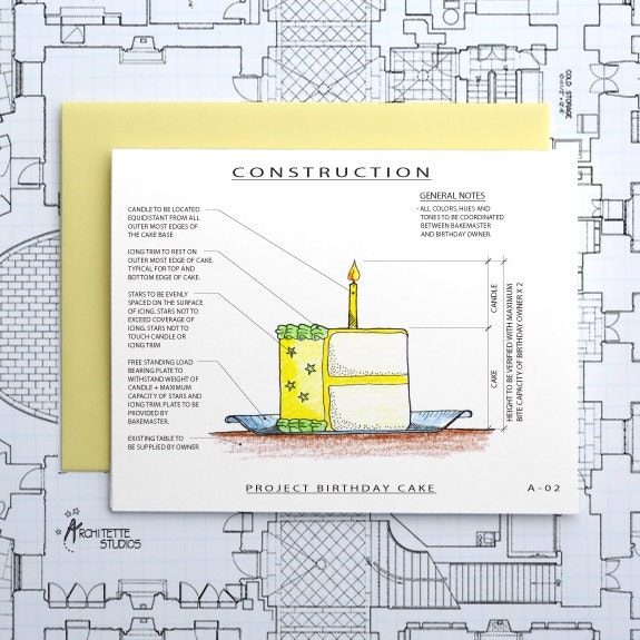 Project Birthday Cake Architecture Construction Card