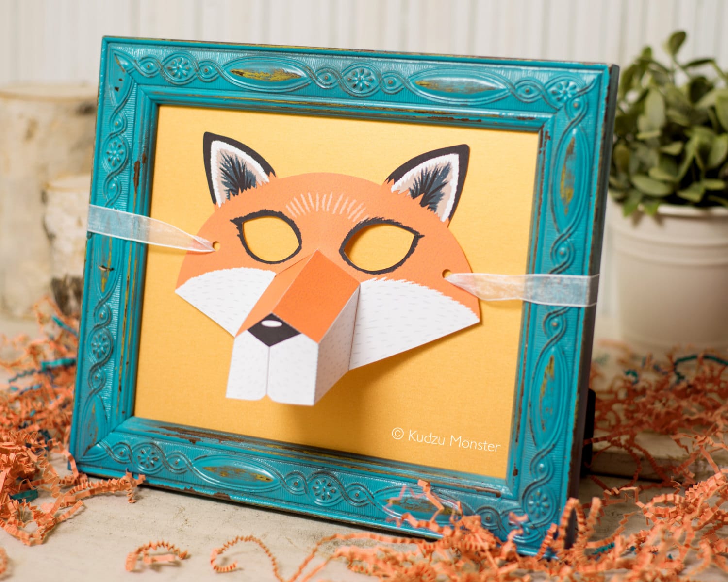Printable Paper Fox Mask DIY Fox Halloween Photo Prop Woodland