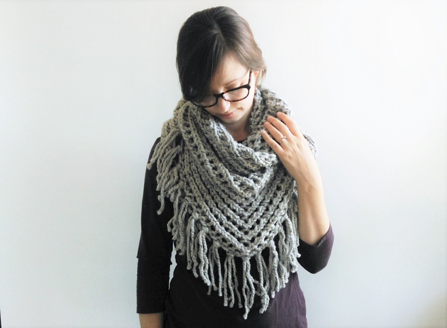 Triangle Scarf Knitting Pattern // Lace Triangle Shawl Pattern