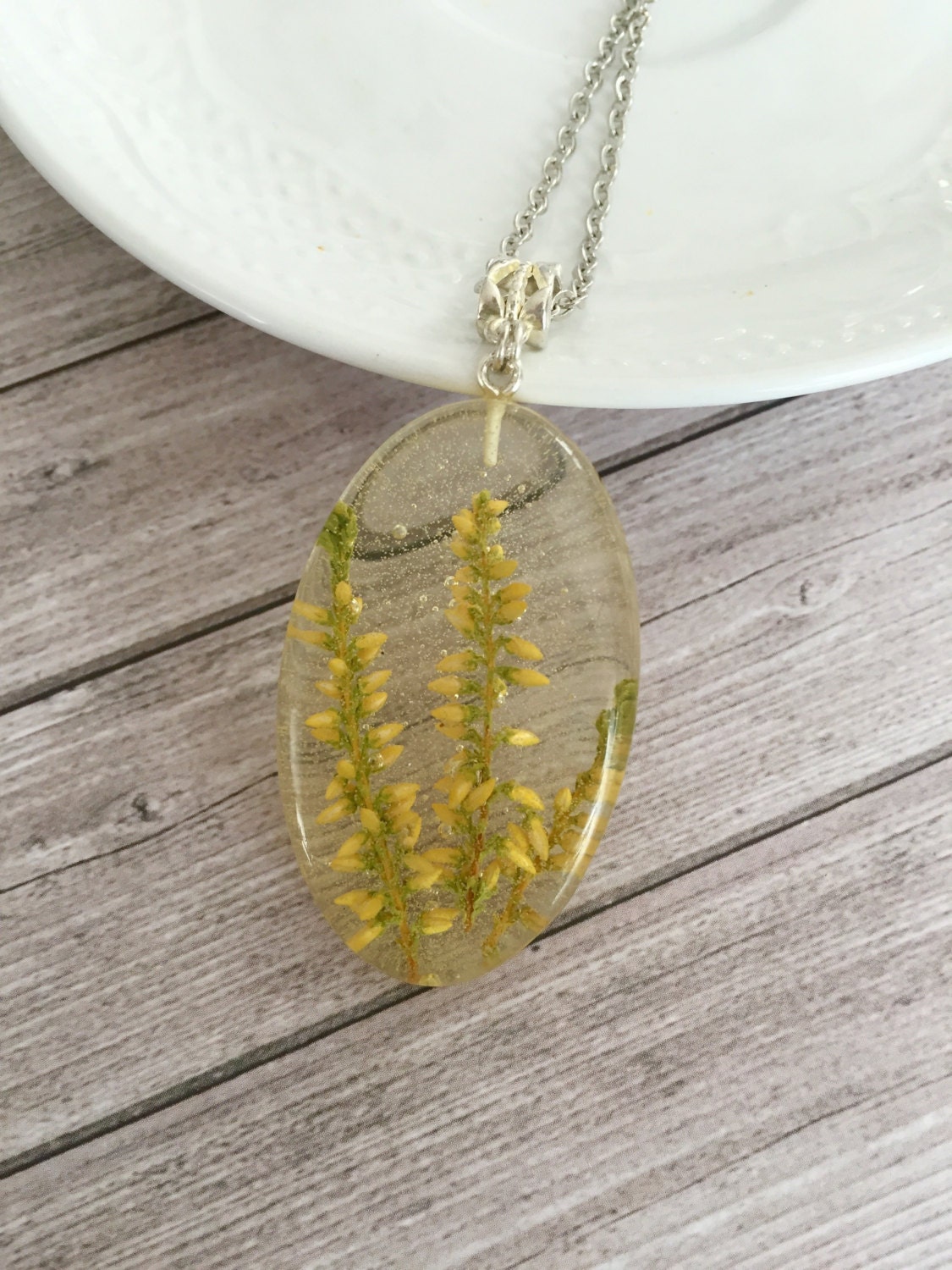 Real flower pendant dried flowers necklace by JuliaCreaStyle