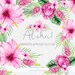 Watercolor Flowers ClipArt Tropical Summer Aloha Hibiscus