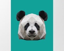 Unique geometric panda related items | Etsy
