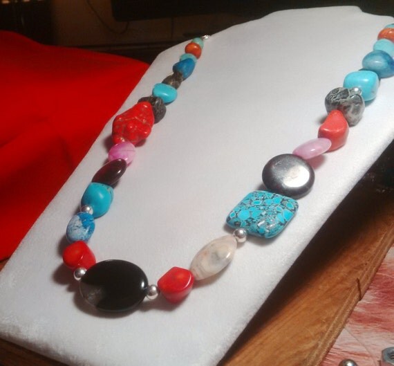 chunky stone necklace semi preciouse necklace by designmefab