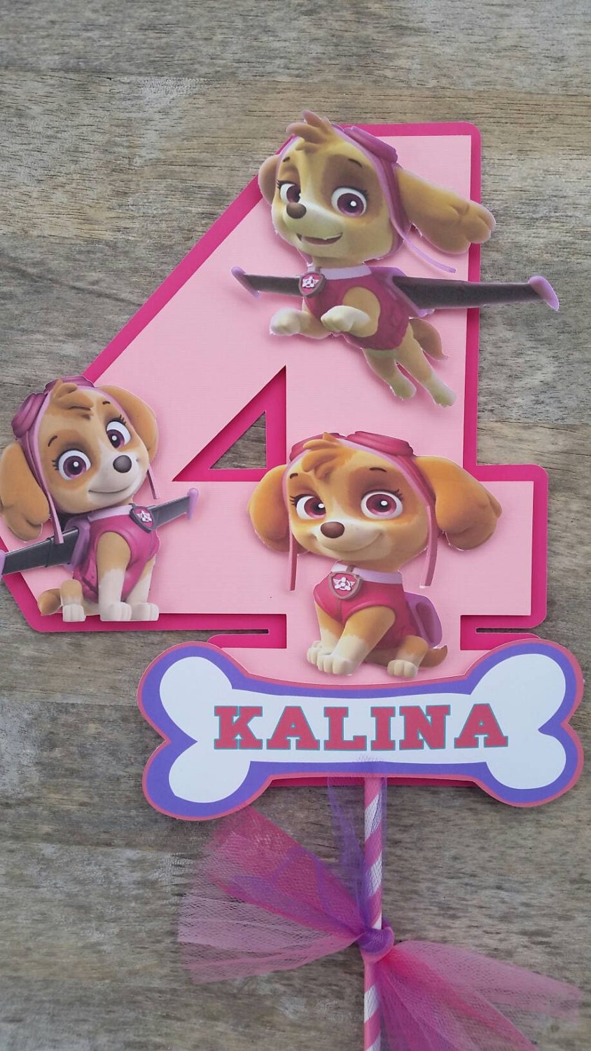 9 Inch Sky Paw Patrol Cake Topper Centerpiece By Silviaspartydecor
