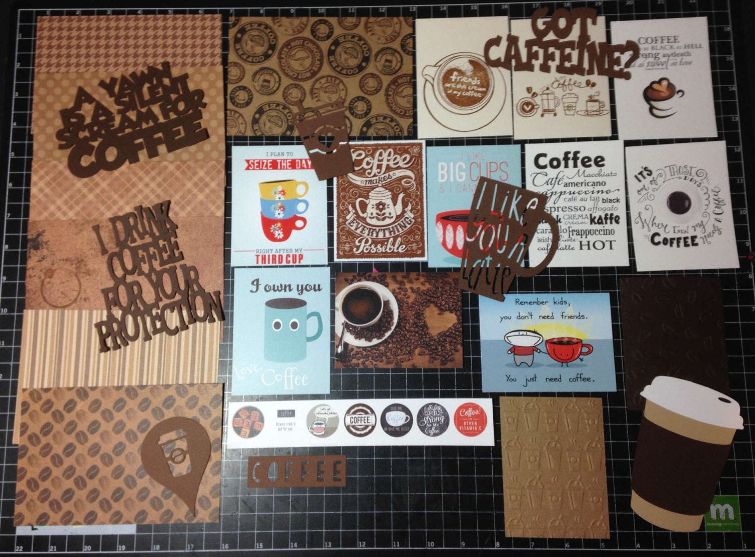 Coffee Get Caffeinated Themed Scrapbook Kit