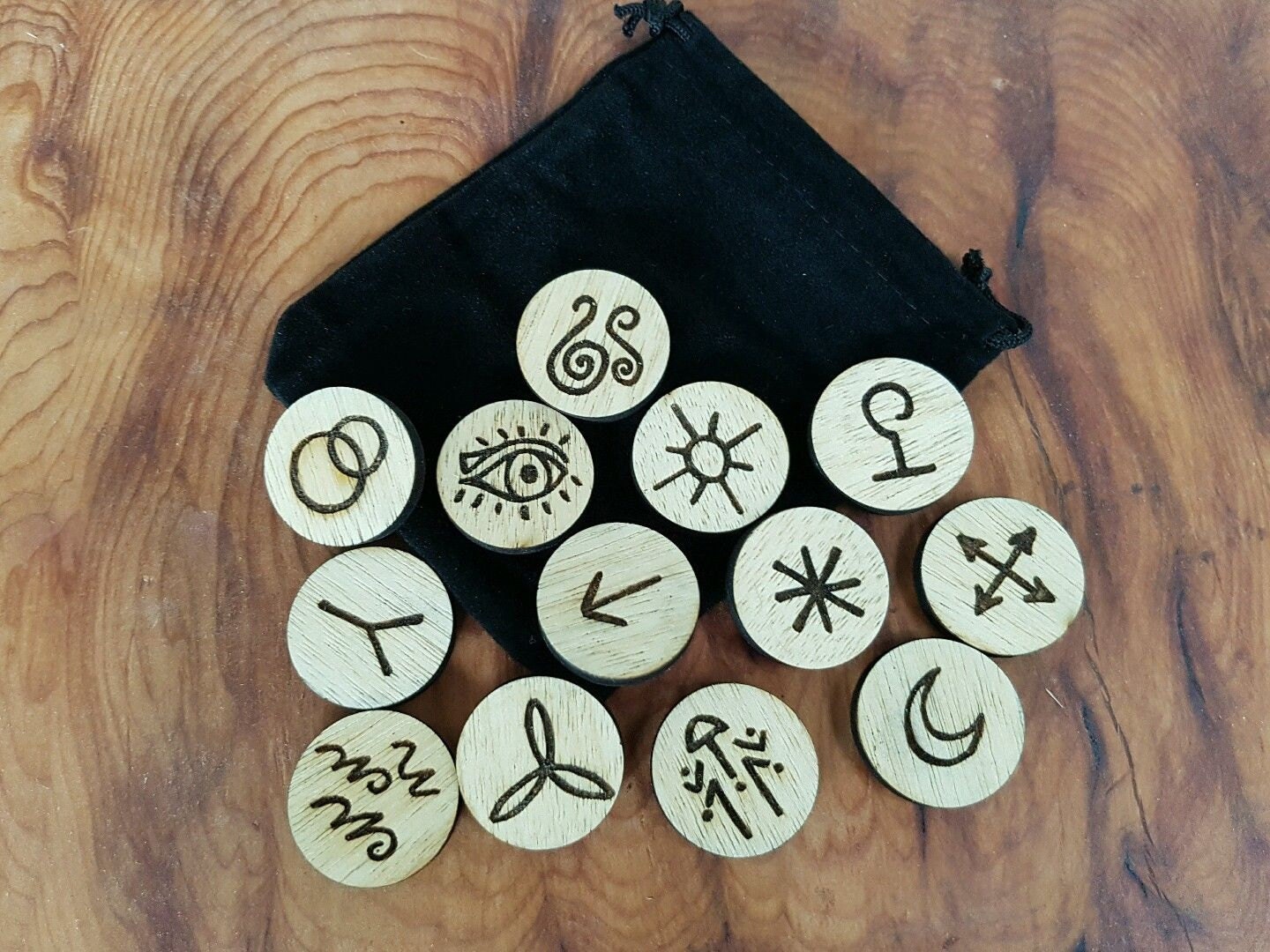 13 Witches Runes Divination Hand Drawn Witch Crafted and