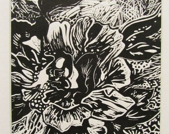 Abstract lino cut | Etsy