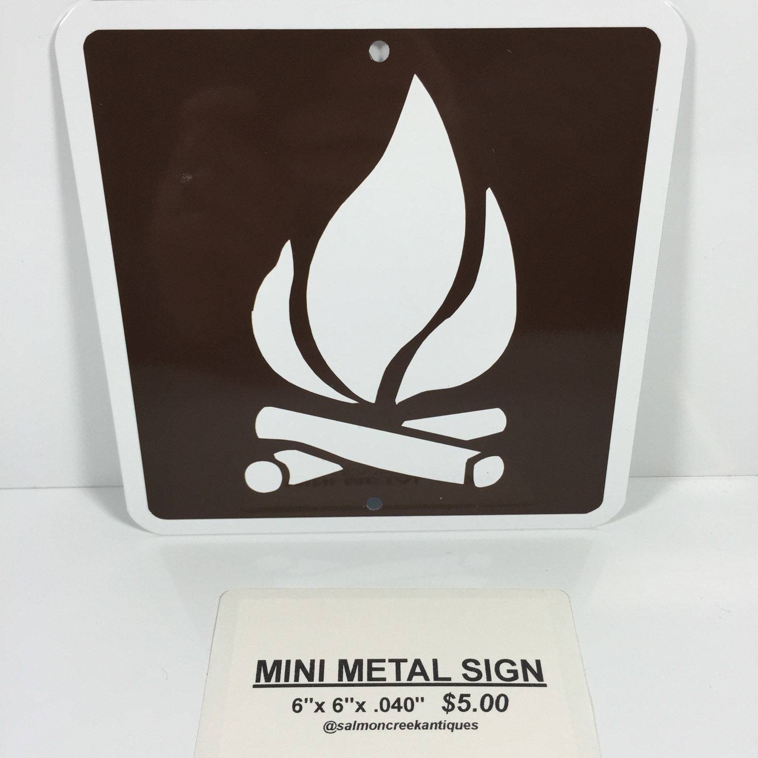 Camp FIRE Mini Metal Home Street Sign 6x6 by SalmonCreekAntiques