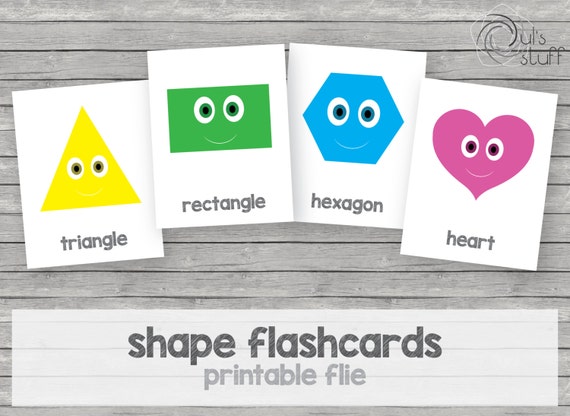 Printable kids shape flashcards english