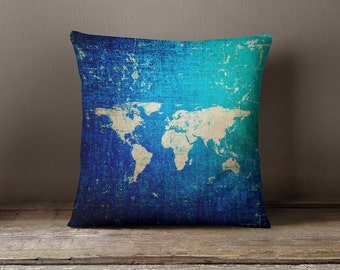World map pillow | Etsy