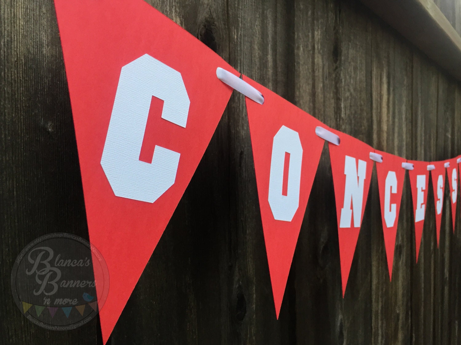 CONCESSIONS Card Stock Banner White Letters on Red Background