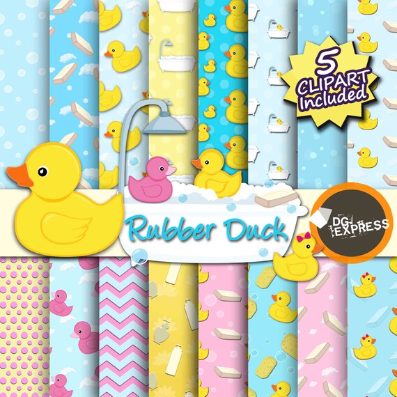 Rubber Duck Digital Paper Clipart : Duck Digital