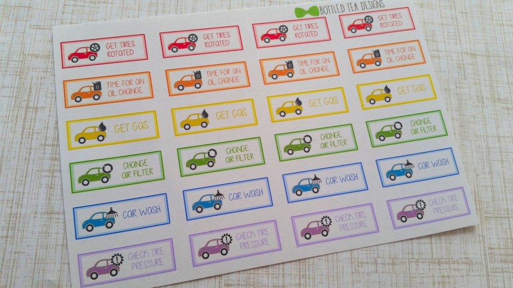 Car Maintenance Stickers Set of 24 Item 017