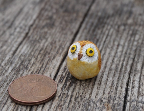 micro owl miniature owl miniature owl figurine clay owl