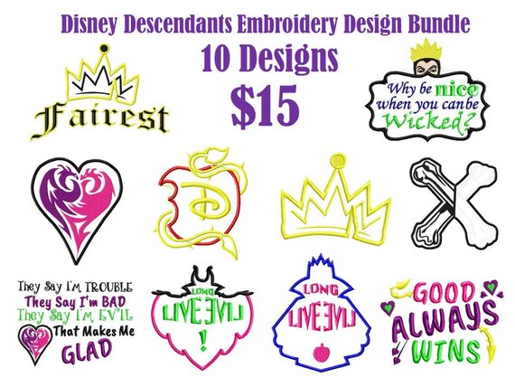 Disney Descendants Embroidery Design Bundle10 Designs